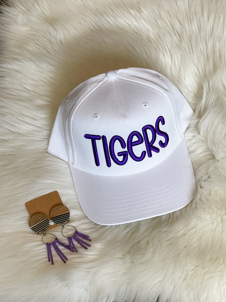 Embroidered Tigers Hat || White with Purple – A Sign of Grace, LLC DBA ...