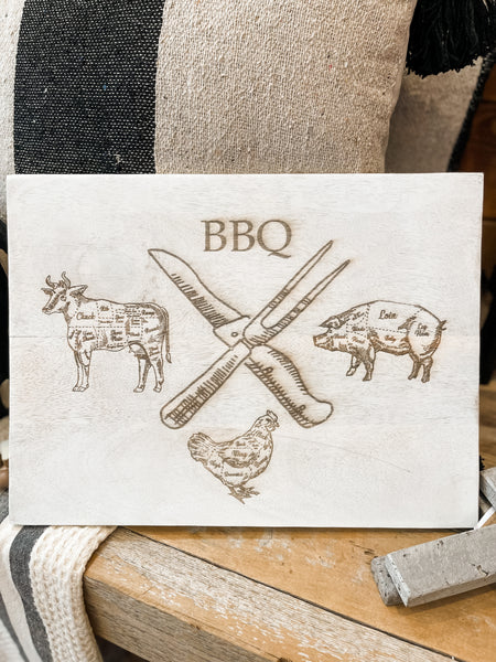 Illustrated Charcuterie Board || BBQ Crest Serving Board – A Sign of ...