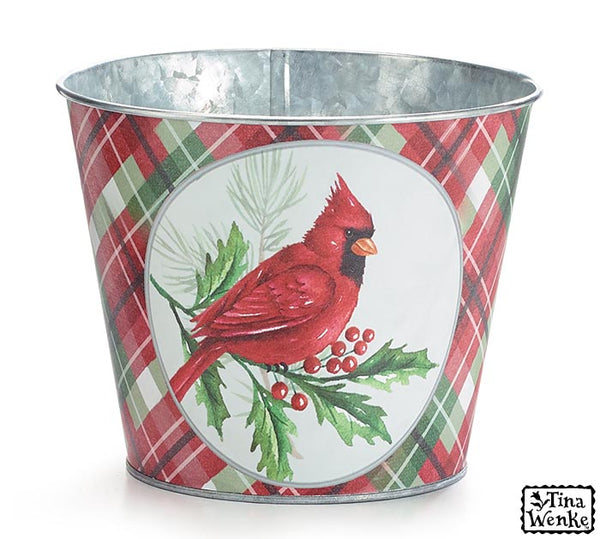 6" Pot Cover with Cardinal and Plaid – A Sign of Grace, LLC DBA ...